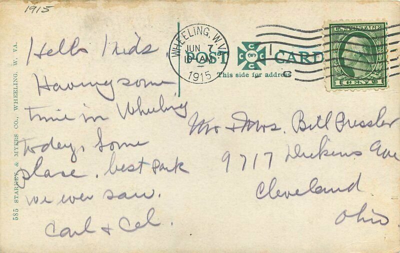 Elm Grove West Virginia Henry Clay Monument Starkey Myers 1915 Postcard ...