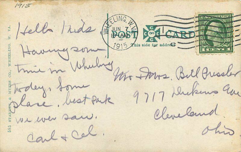Elm Grove West Virginia Henry Clay Monument Starkey Myers 1915 Postcard ...