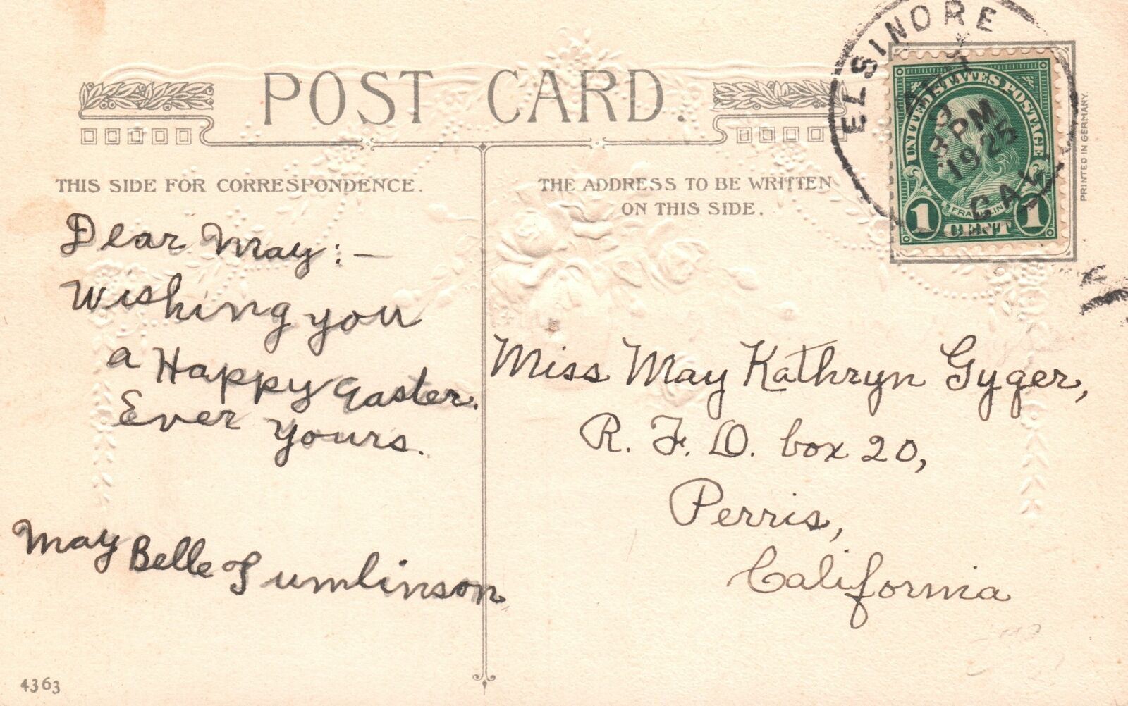 Vintage Postcard 1925 Best Wishes For An Easter Celebration Flower Vase ...