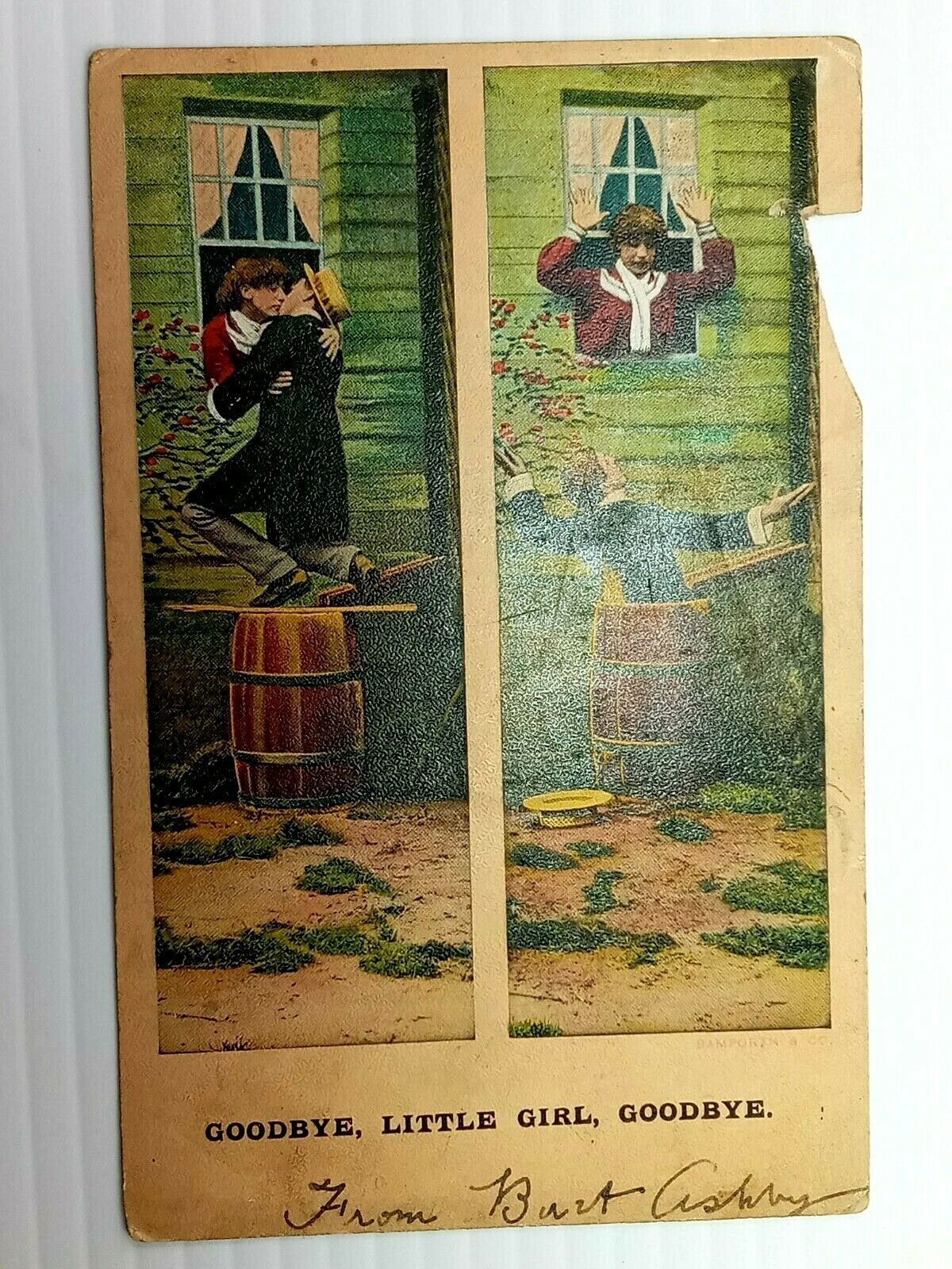 Goodbye, Little Girl Goodbye. Man & Woman in Love Vintage Postcard ...