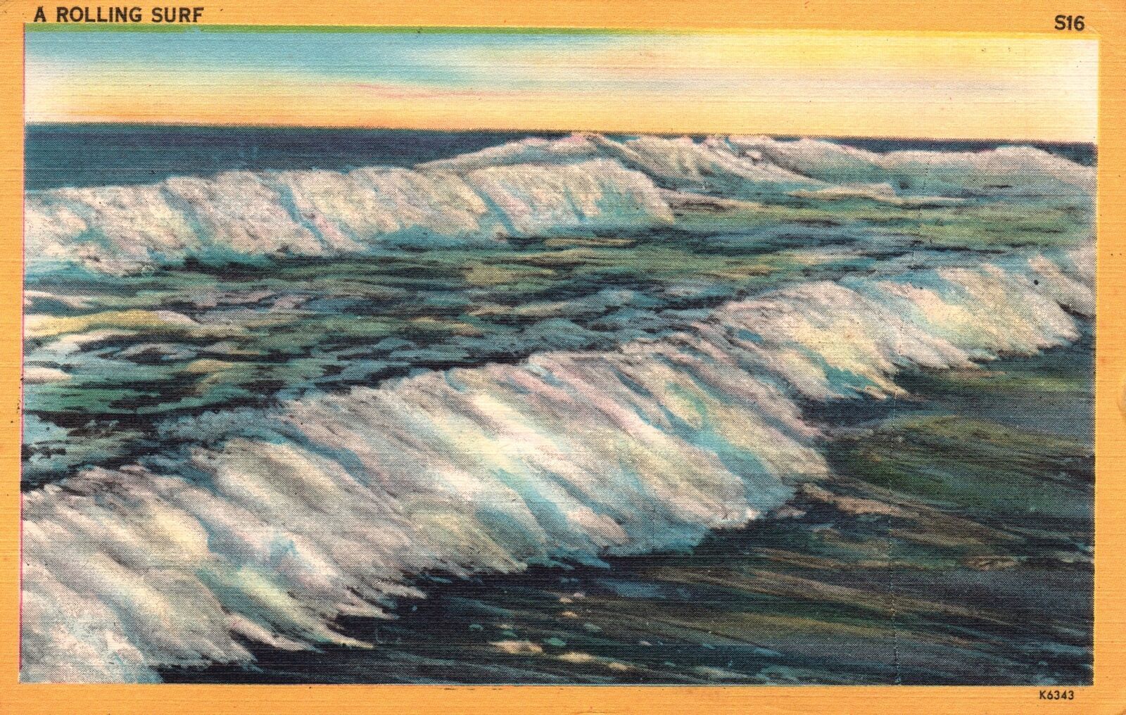Vintage Postcard 1940's Rolling Surf Waves Ocean View Colourpicture ...