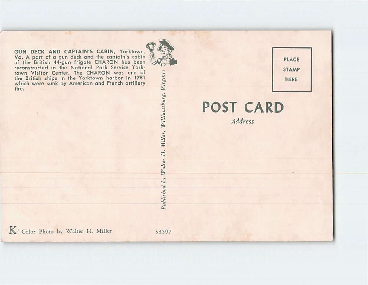 Postcard Gun Deck And Captain's Cabin, Charon, Yorktown, Virginia ...