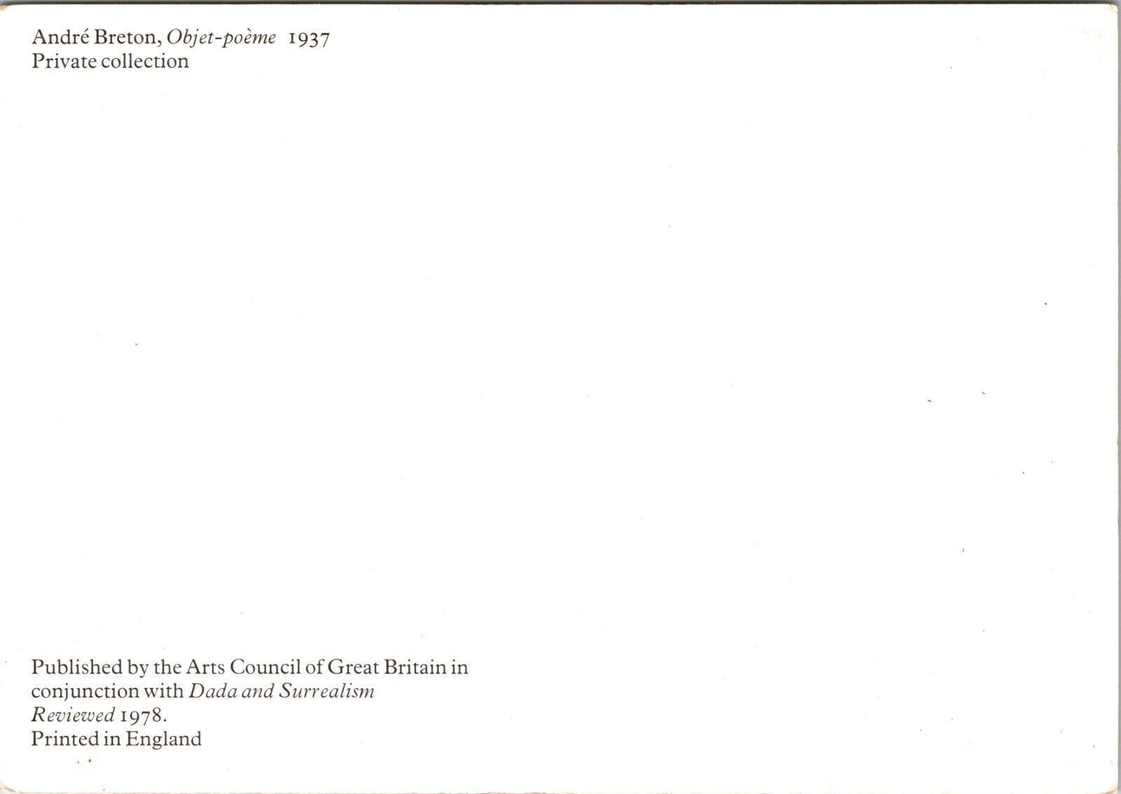 Objet-poeme Object Poem Andre Breton 1937 Postcard | Other / Unsorted ...