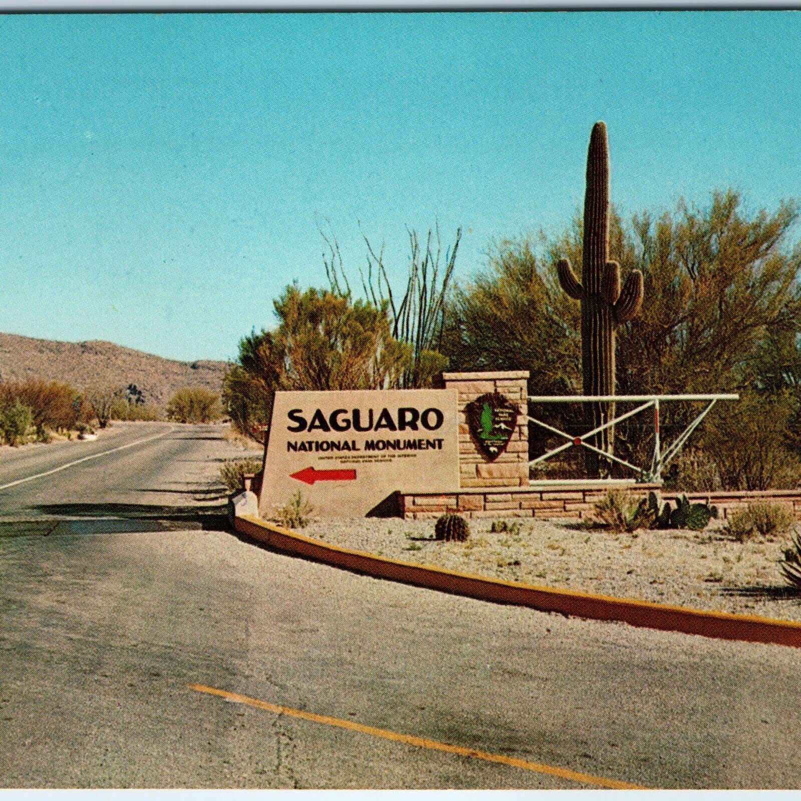 1967 Pima County, AZ Saguro National Monument Sign Road Park Cactus PC ...