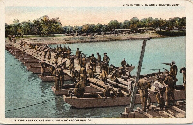 US Army Cantonment Engineer Corps Building Bridge Series 98 Postcard ...