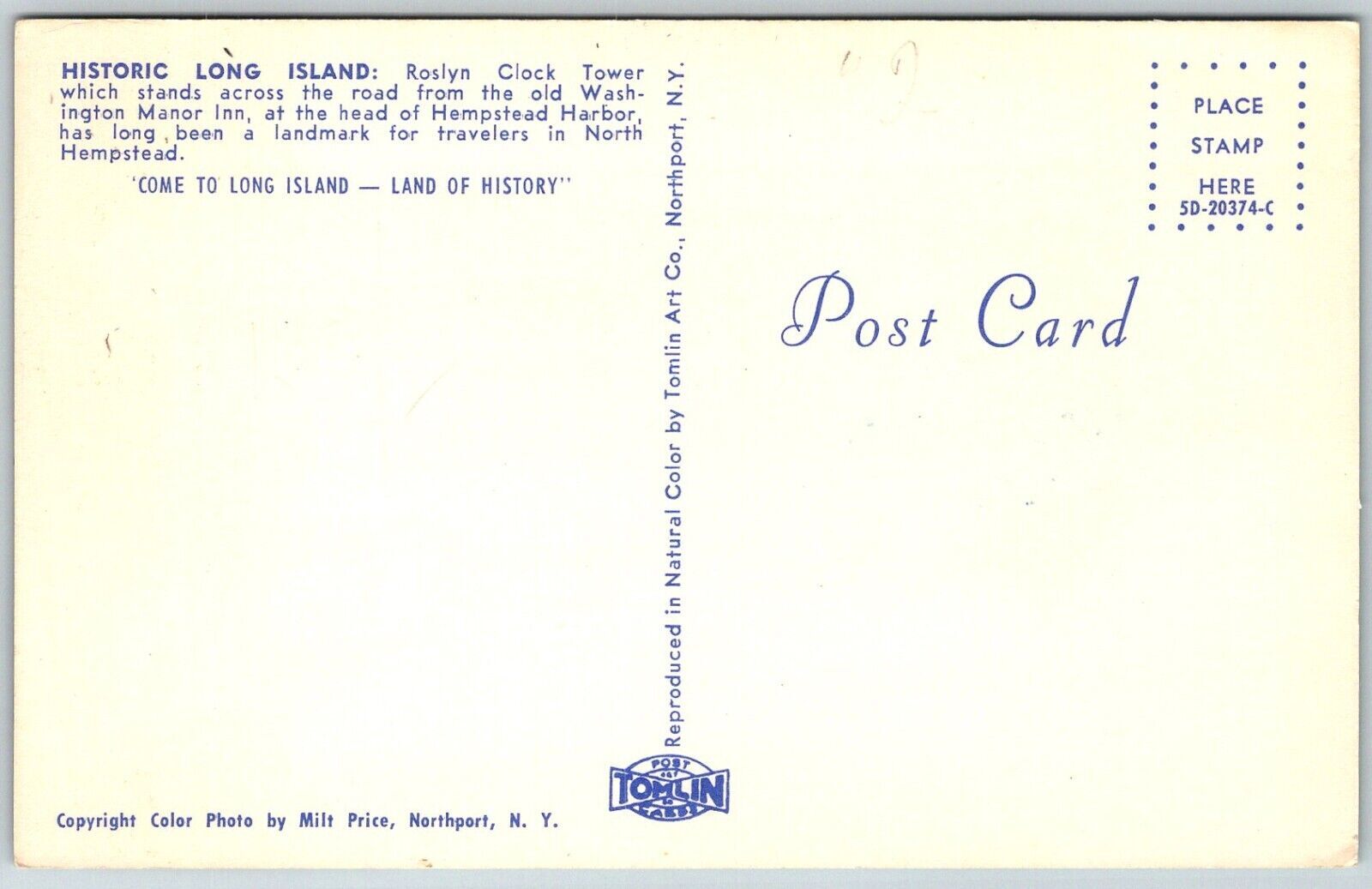 Hempstead Harbor Long Island New York 1960s Postcard Roslyn Clock Tower ... Hempstead Harbor Long Island New York 1960s Postcard Roslyn Clock Tower ...