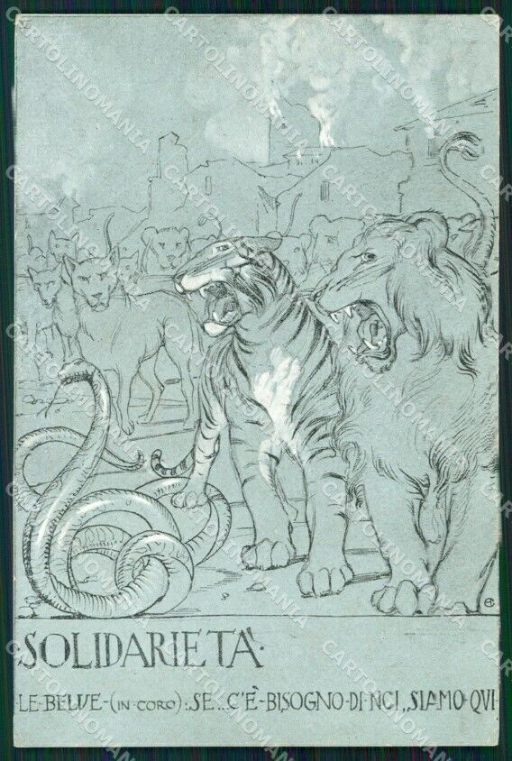 WW1 WWI Propaganda Tiger Lion Snake cartolina postcard XF7908 | Topics ...