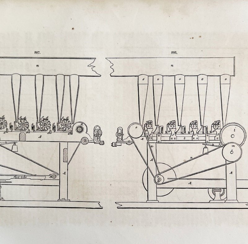 Cloth Shearing Machines Woodcut 1852 Victorian Industrial Print Drawing ...