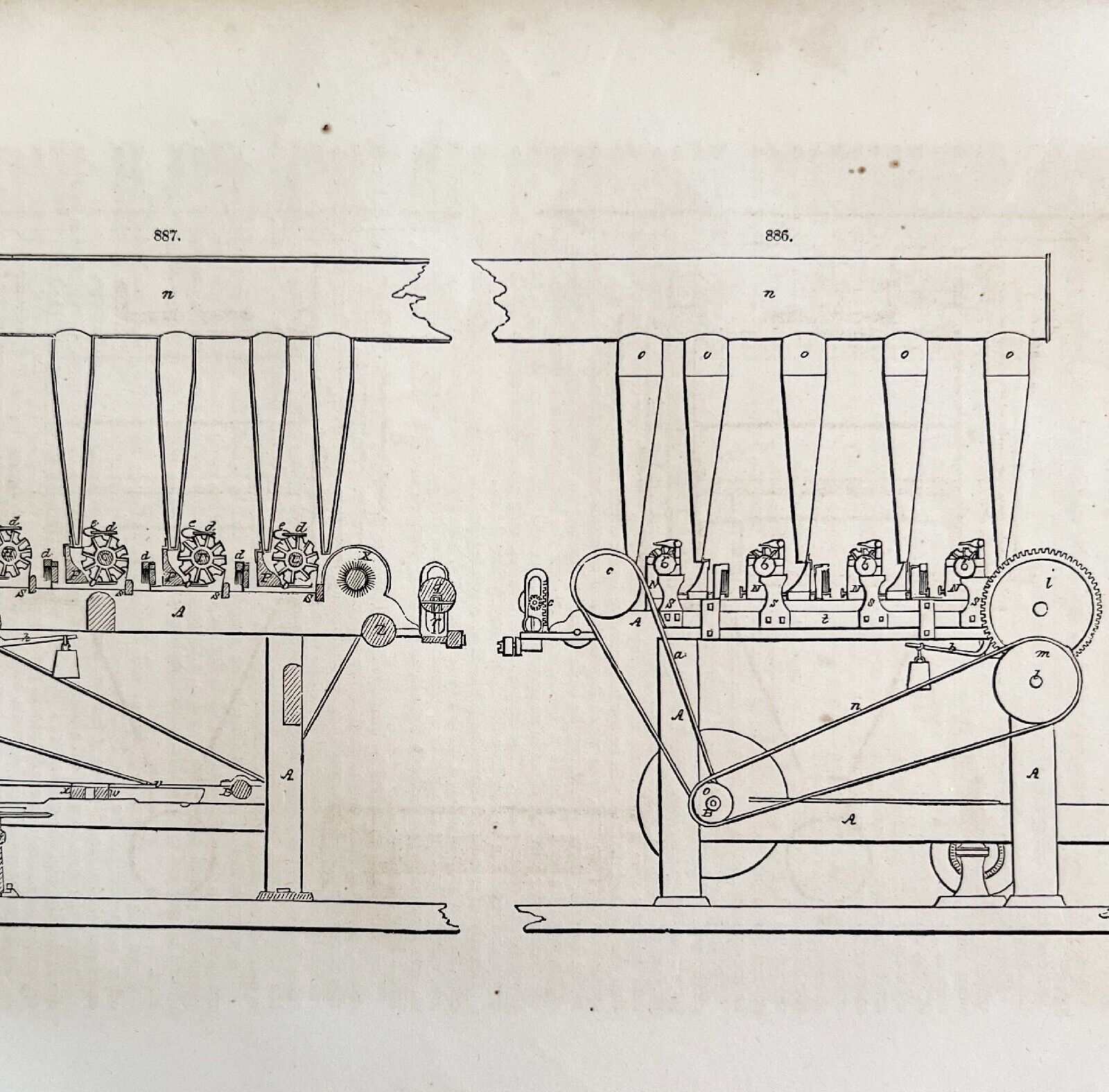 Cloth Shearing Machines Woodcut 1852 Victorian Industrial Print Drawing ...