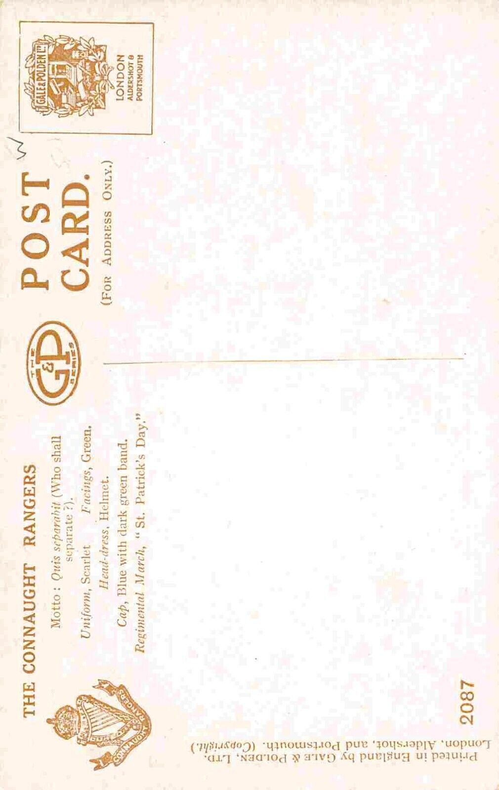 Connaught Rangers Irish 88th 94th Infantry British Army Military 1910s ...