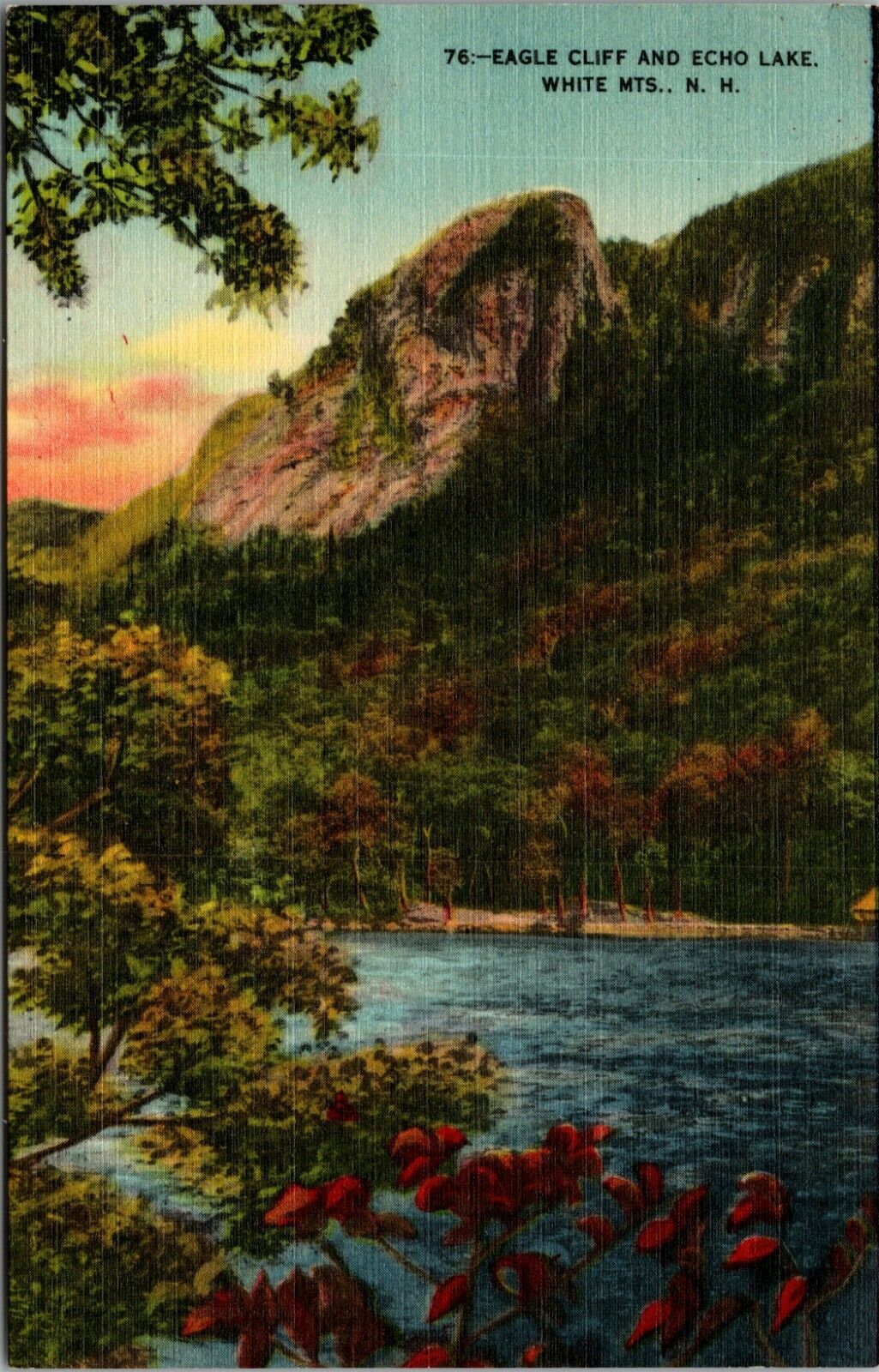 Echo Lake and Eagle Cliff, Franconia Notch, New Hampshire Vintage 1940 ...