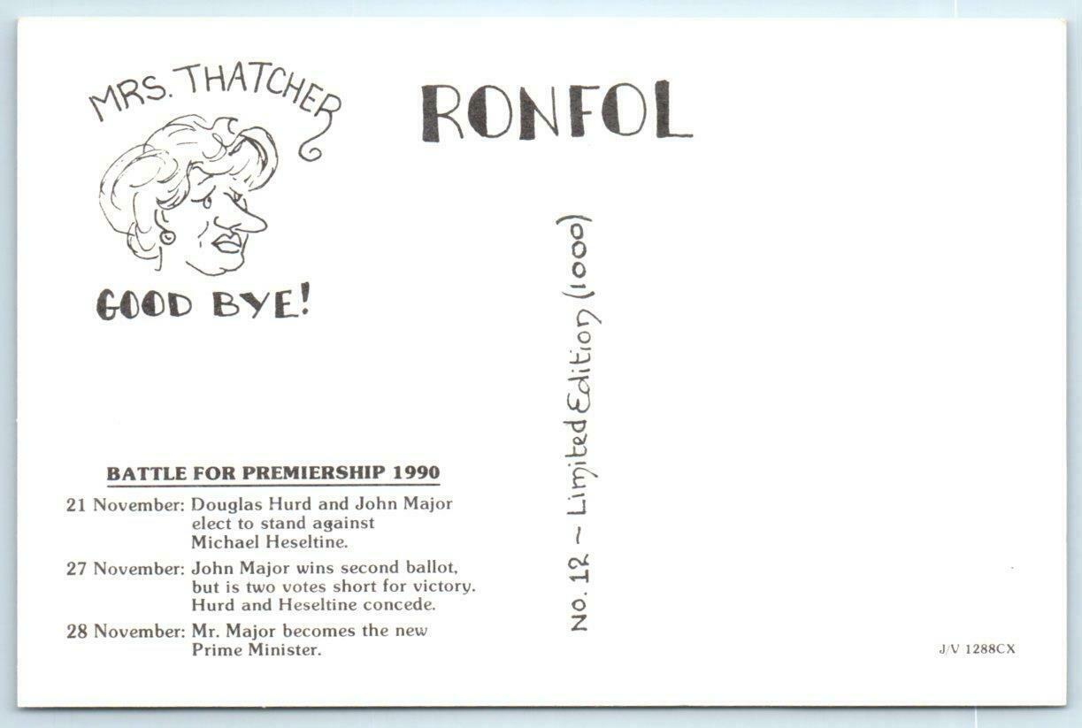 2 Postcards MARGARET THATCHER Comic Jack Follows 1990 Battle for ...
