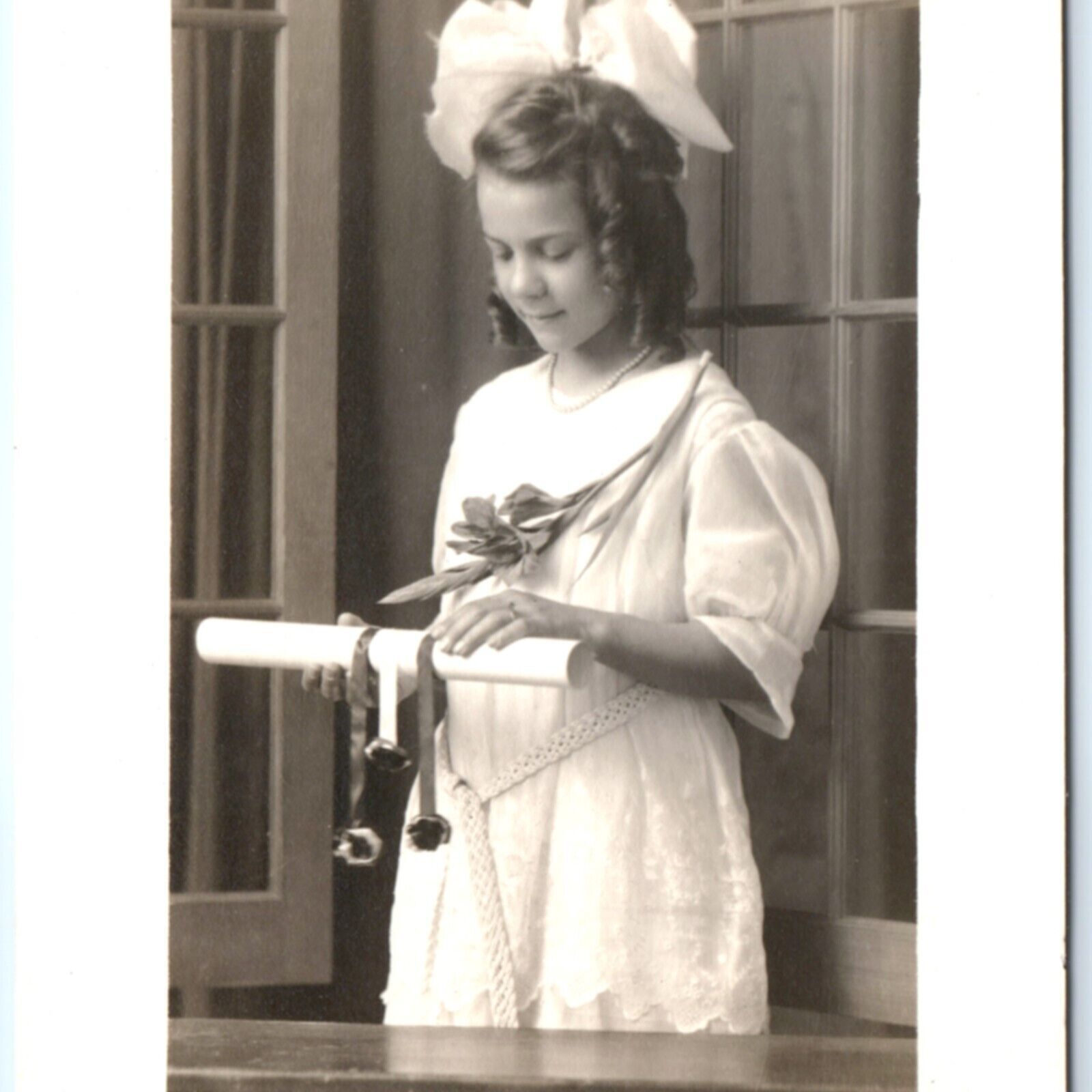 c1910s Cute Little Girl Confirmation Photo RPPC Certificate Real Photo ...