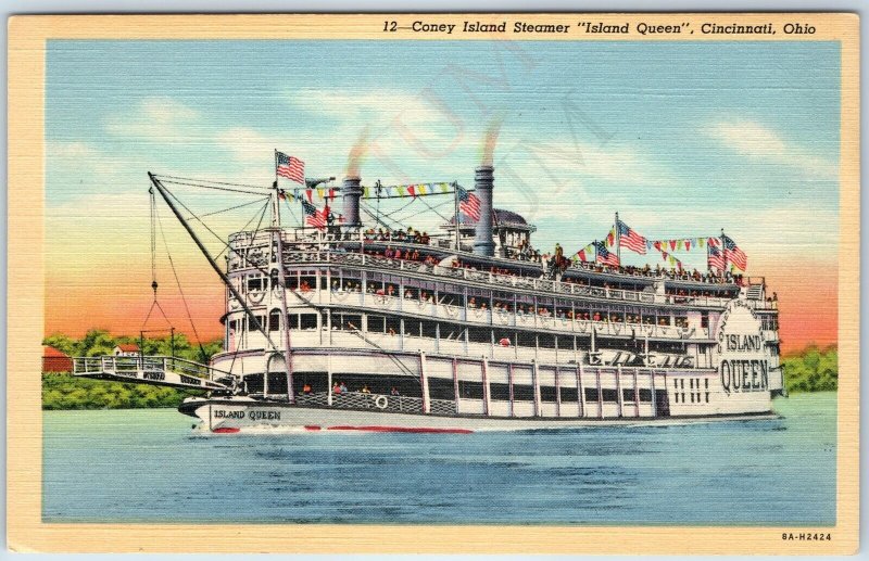 c1930s Cincinnnati OH Coney Island Steamer Steam Ship SS Queen ...