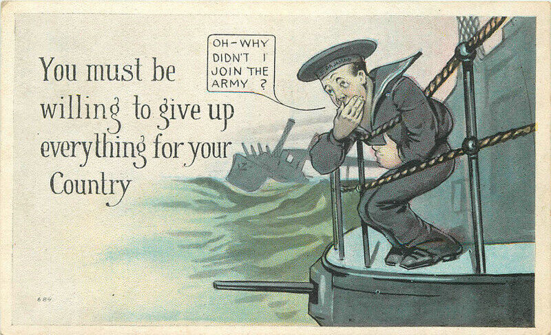 1920s Military Sailor Navy seasick comic humor #684 Postcard 22-10846 ...
