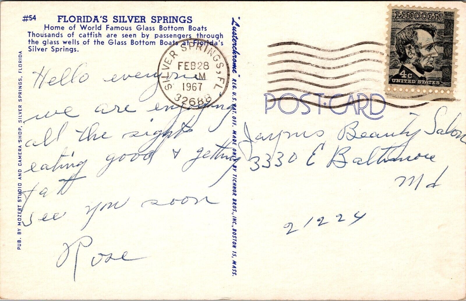 Vtg FL Florida Silver Springs Catfish Glass Bottom Boat 1960s View ...