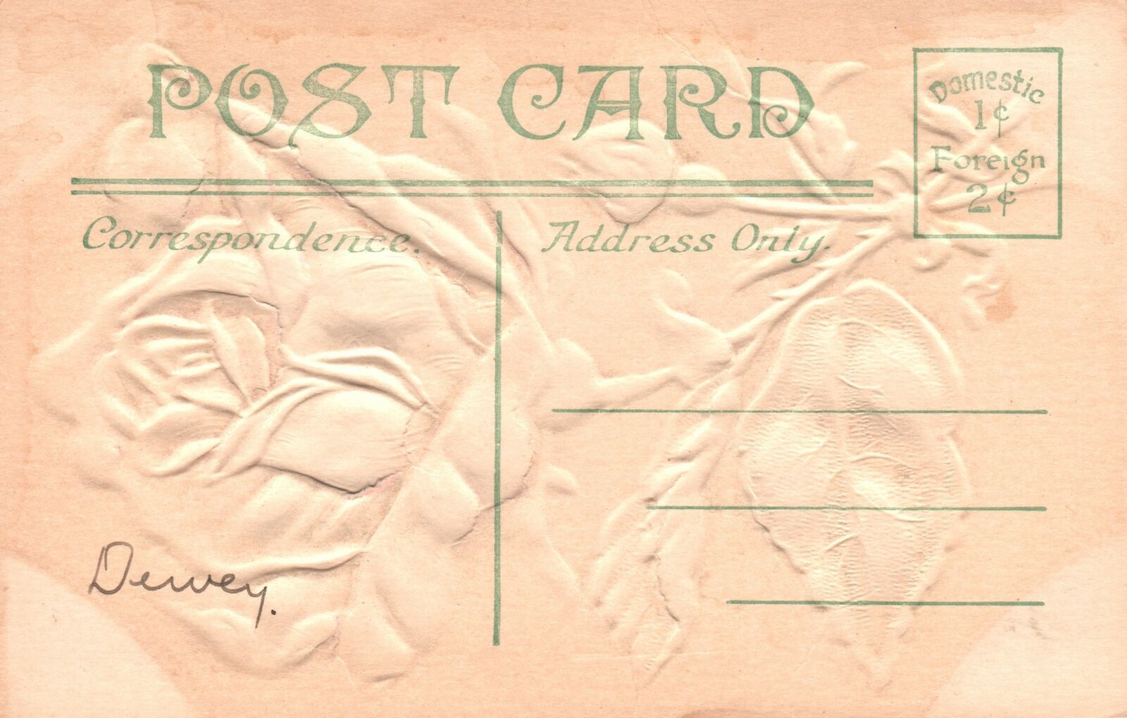 Vintage Postcard Pink Rose Flower Embossed Card Greetings And Wishes ...