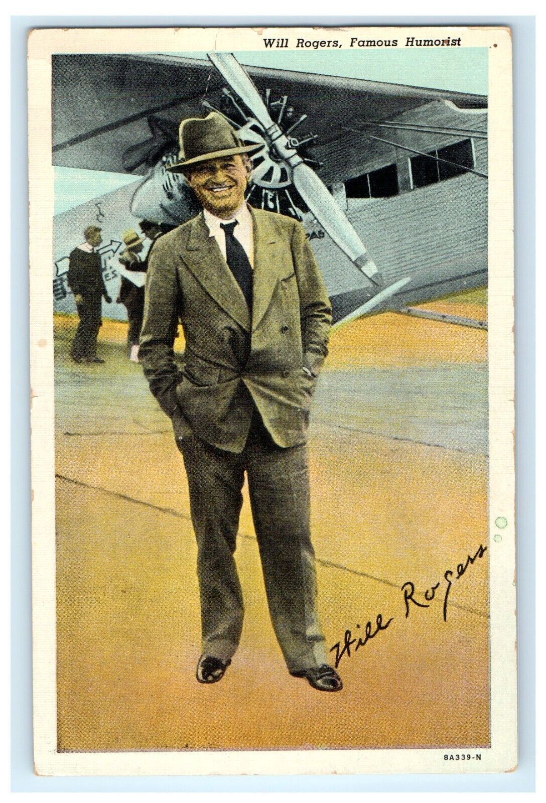 Will Rogers Famous Humorist Comedian Boarding Plane Airplane Postcard ...