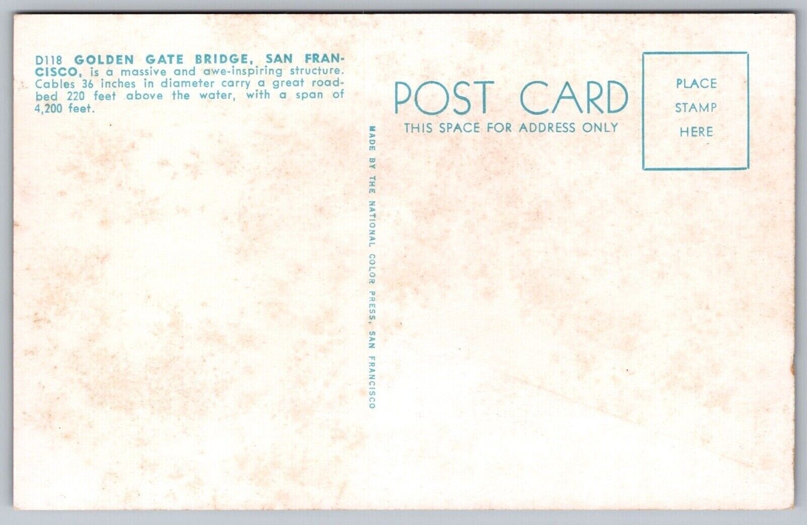 San Francisco California Golden Gate Bridge Scenic Landmark DB Postcard ...