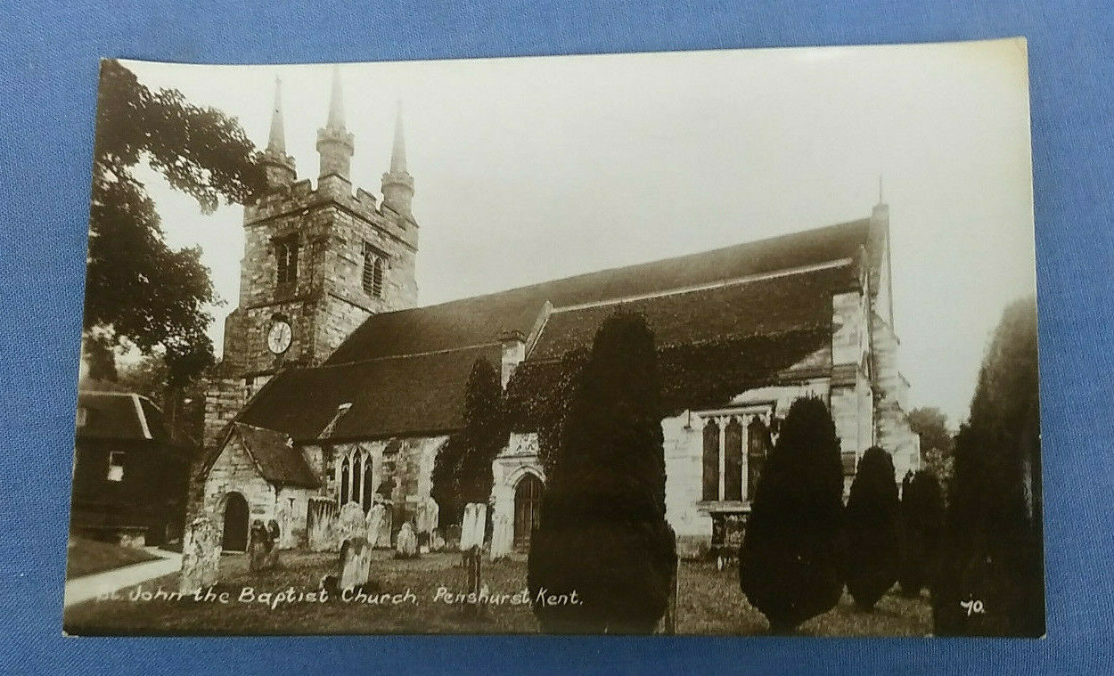 Vintage Real Photo Postcard St.John The Baptist Church Penshurst Kent ...