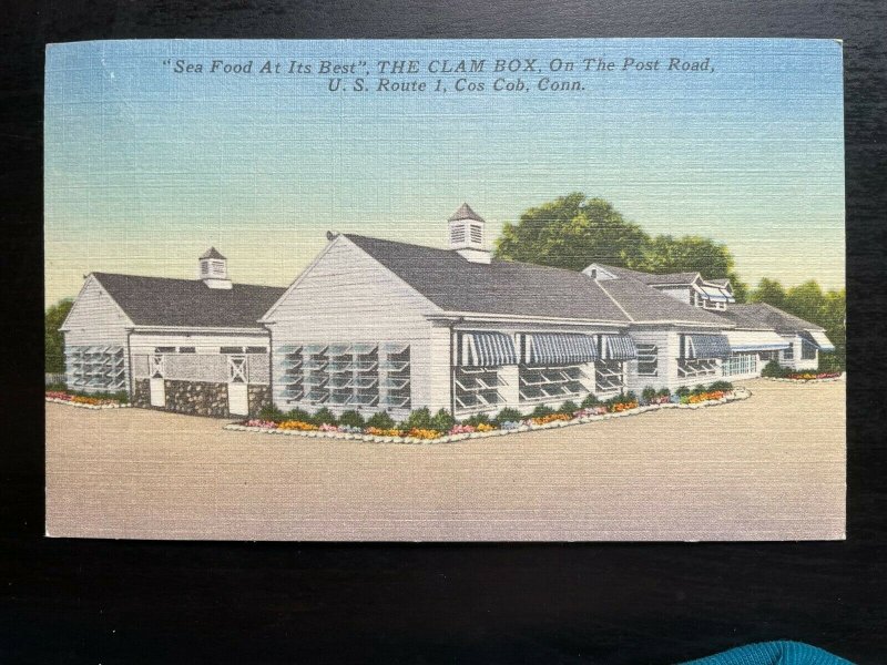 Vintage Postcard 1930-45 The Clam Box "Seafood at Its Best" Route 1 Cos ...