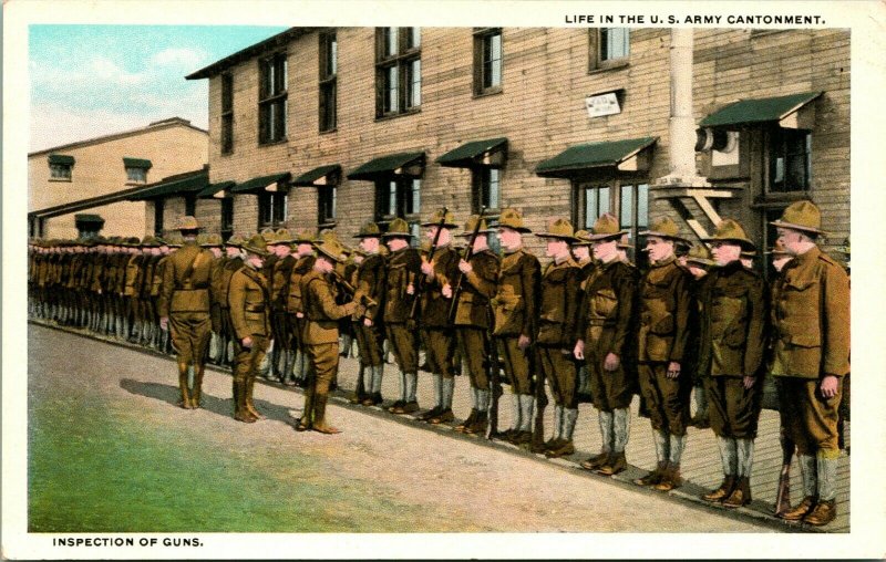 Vtg Carte Postale WW1 Life IN The US Armée Cantonment- Inspection De ...