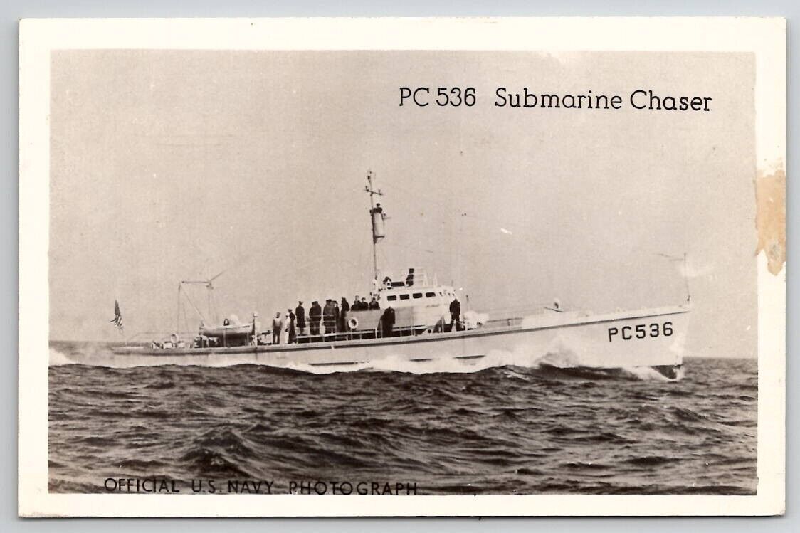 Submarine Chaser PC 536 U.S. Navy Photo RPPC Soldier Mail Milton PA ...