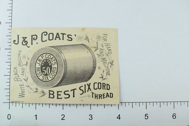1870's-80's J.&P. Coats' Six-Cord Thread, Cute Girl Victorian Trade ...