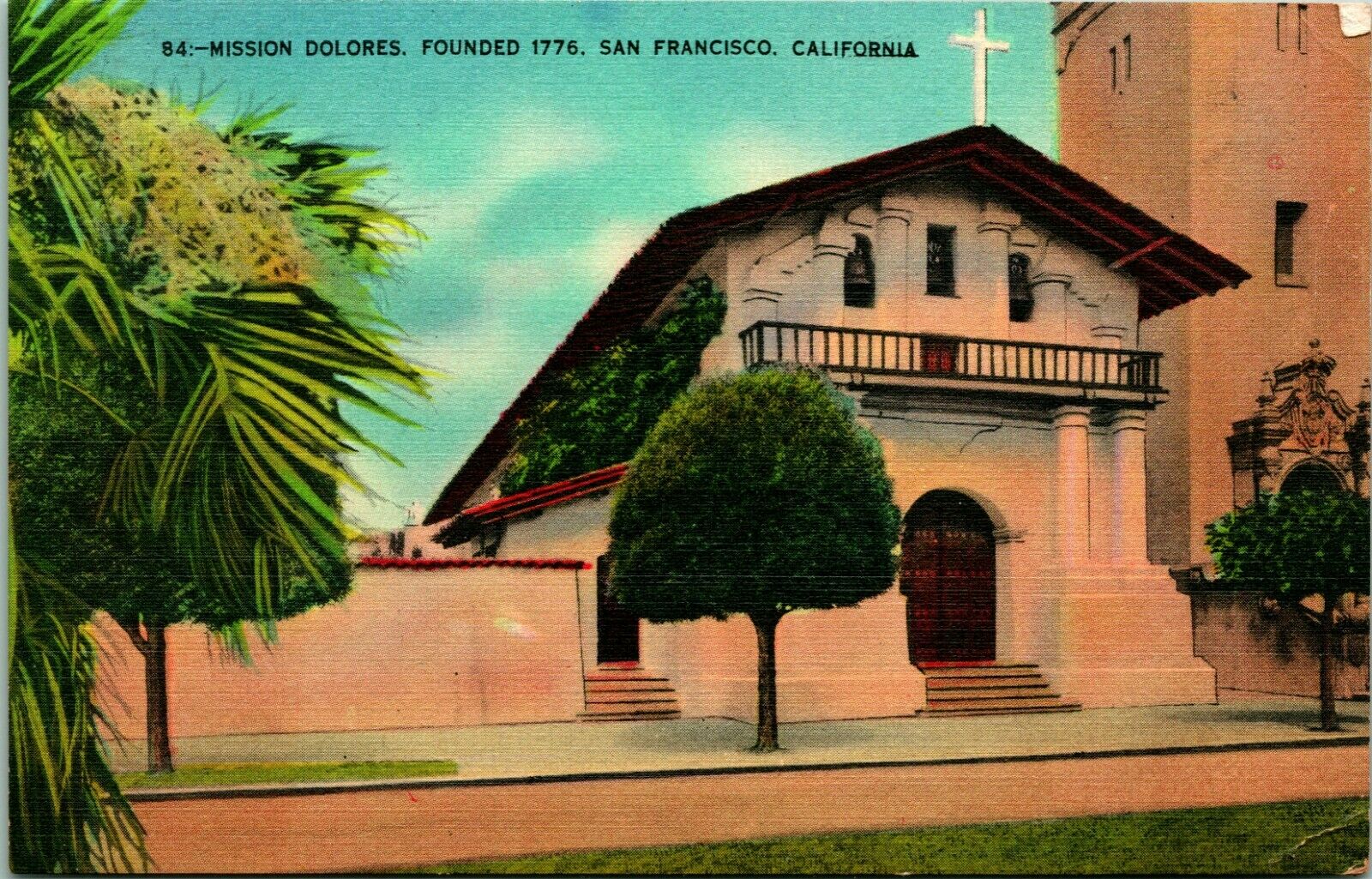 Vintage Scenic View Card Linen Postcard - Mission Dolores - San ...