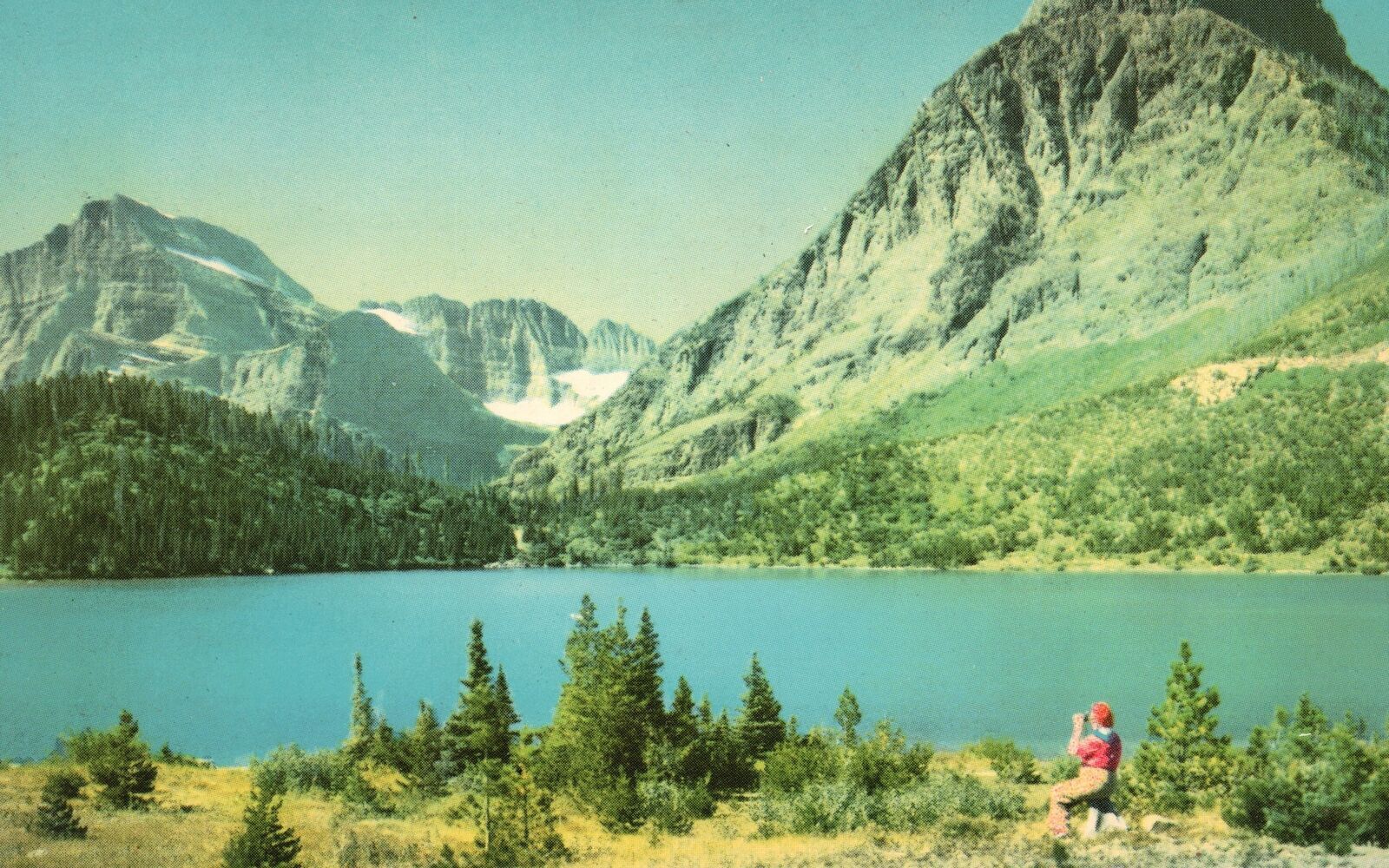 Vintage Postcard Mount Gould & Swiftcurrent Lake Glacier National Park ...
