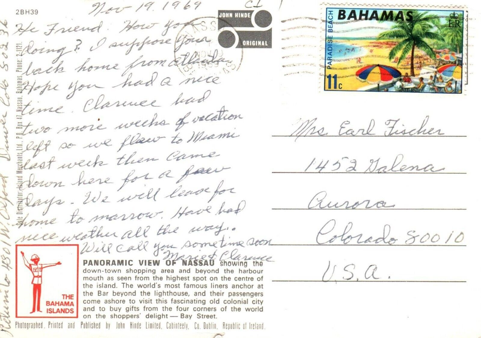 Vintage Postcard 1960s Nassau Bahamas City Harbor Ships Skyline | Latin ...