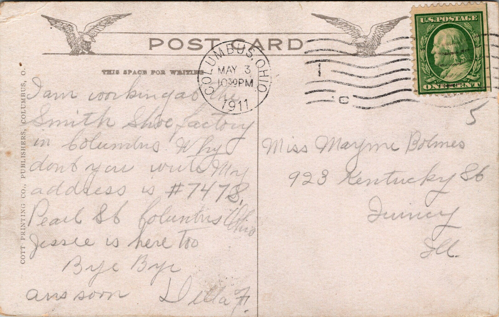 Vtg 1911 Chemical Building Ohio State University Columbus OH Antique ...