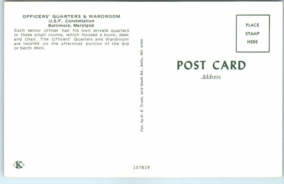 M-28408 Officers' Quarters & Wardroom USF Constellation Baltimore ...