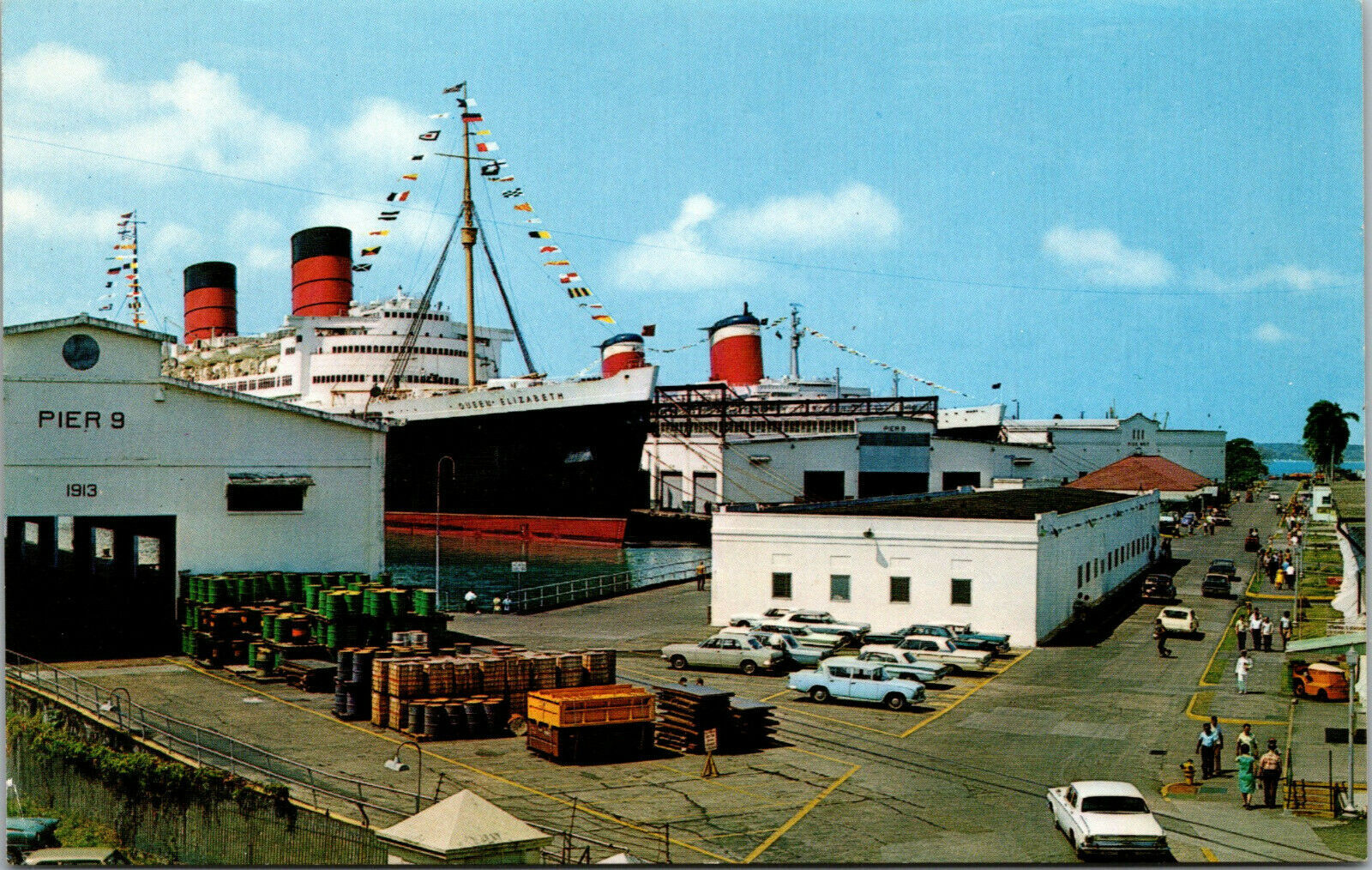 Vtg RMS Queen Elizabeth SS United States Cristobal Harbor Panamal Canal ...