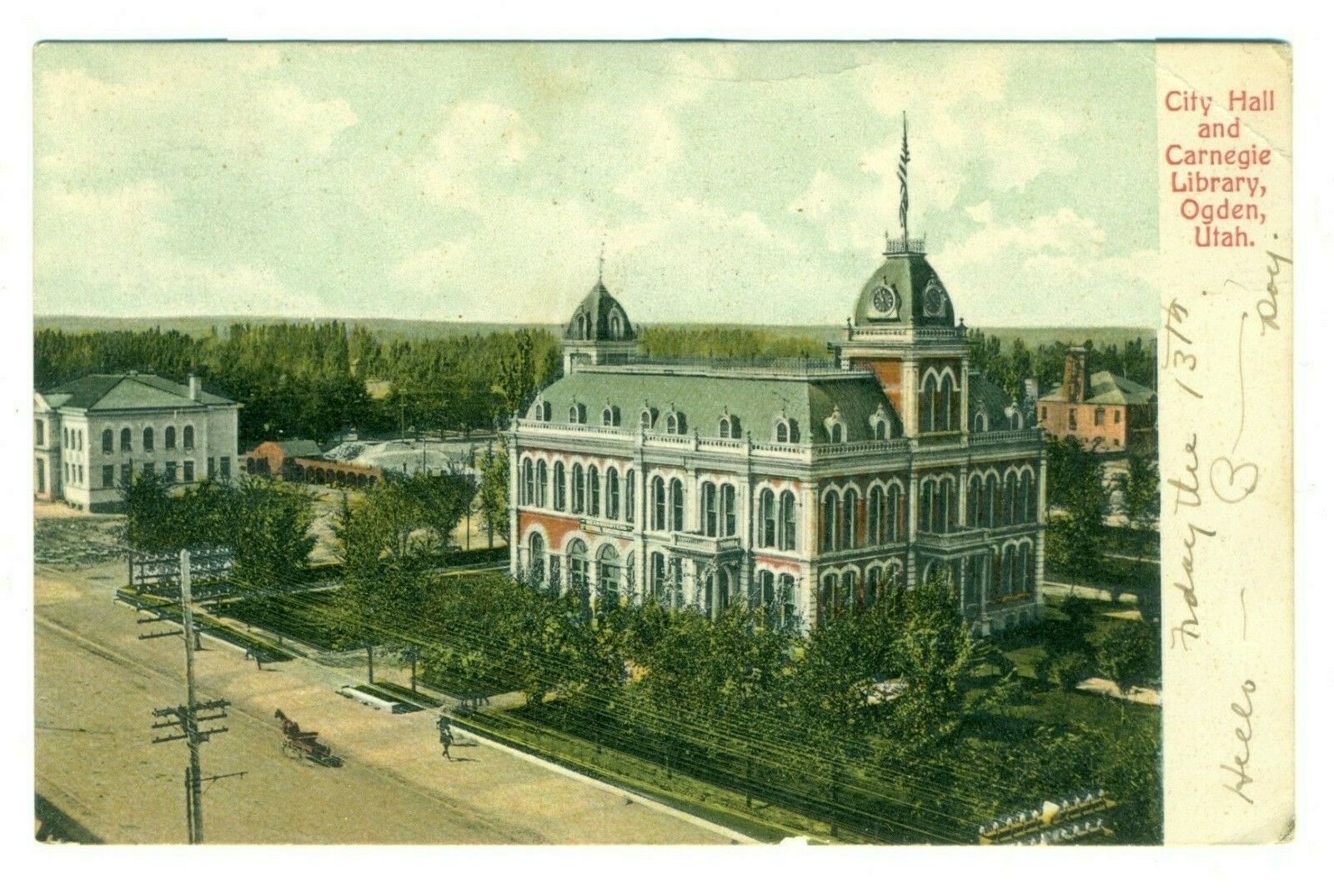 Postcard 1908 City Hall And Carnegie Library, Ogden, Utah ME8. | United ...