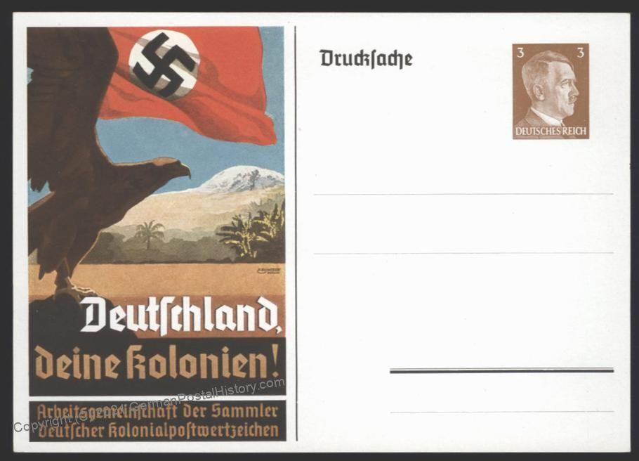 3rd Reich 1939 German Lost Colonies 3pf Propaganda Card Private GS ...