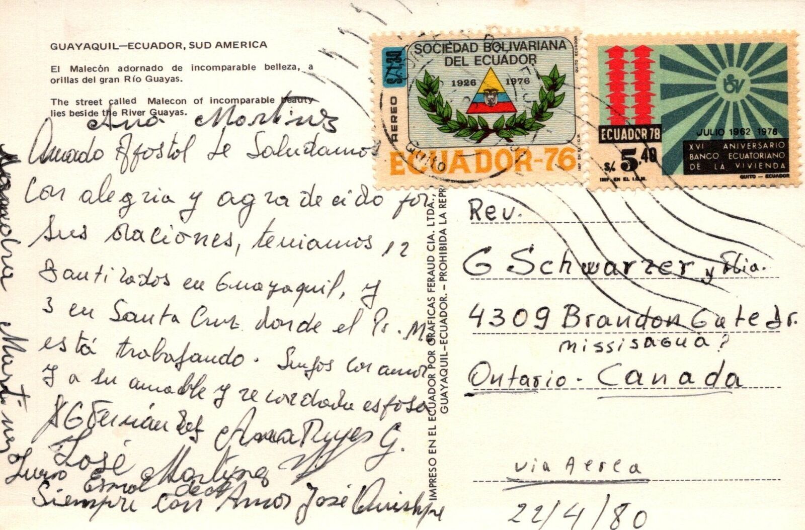 Vintage Continental Size Postcard River Guayas Guayaquil Ecuador ...