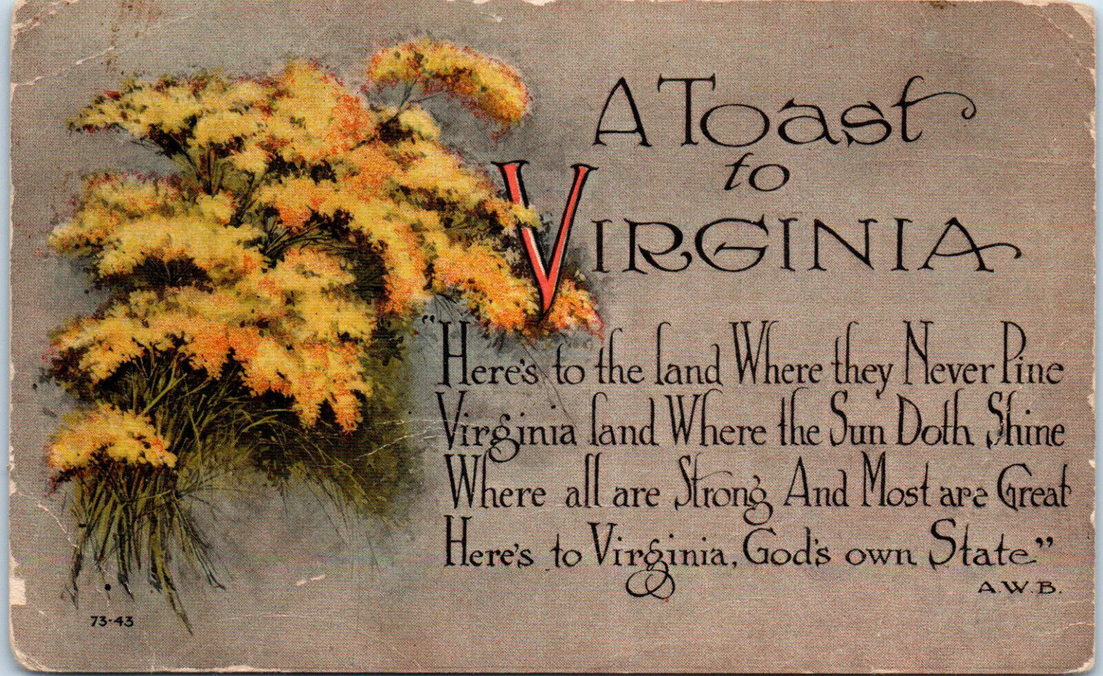 1910s A Toast to Virginia "God's Own State" Poem Postcard | United ...