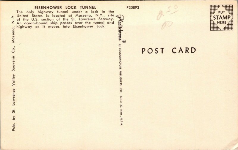 Vtg Massena NY Eisenhower Lock Tunnel Ship St Lawrence Seaway 1950s ...