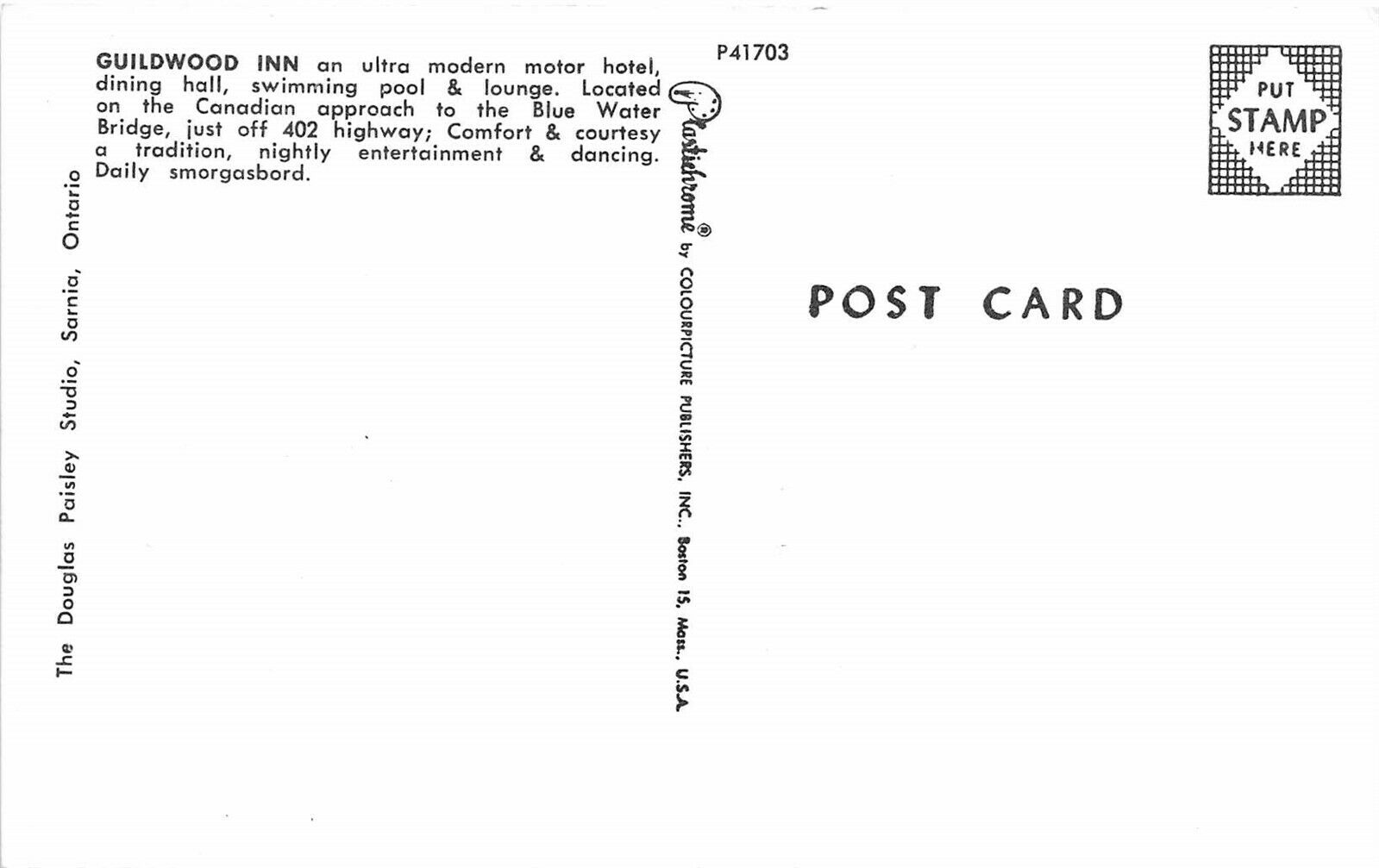 Sarnia Ontario Canada 1950-60s Postcard Guildwood Inn Multiview ...