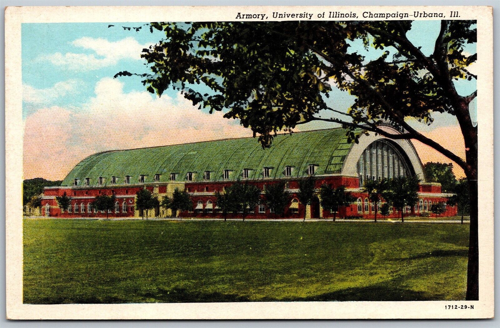 Vtg Champaign-Urbana IL Armory University of Illinois 1930s Linen View ...