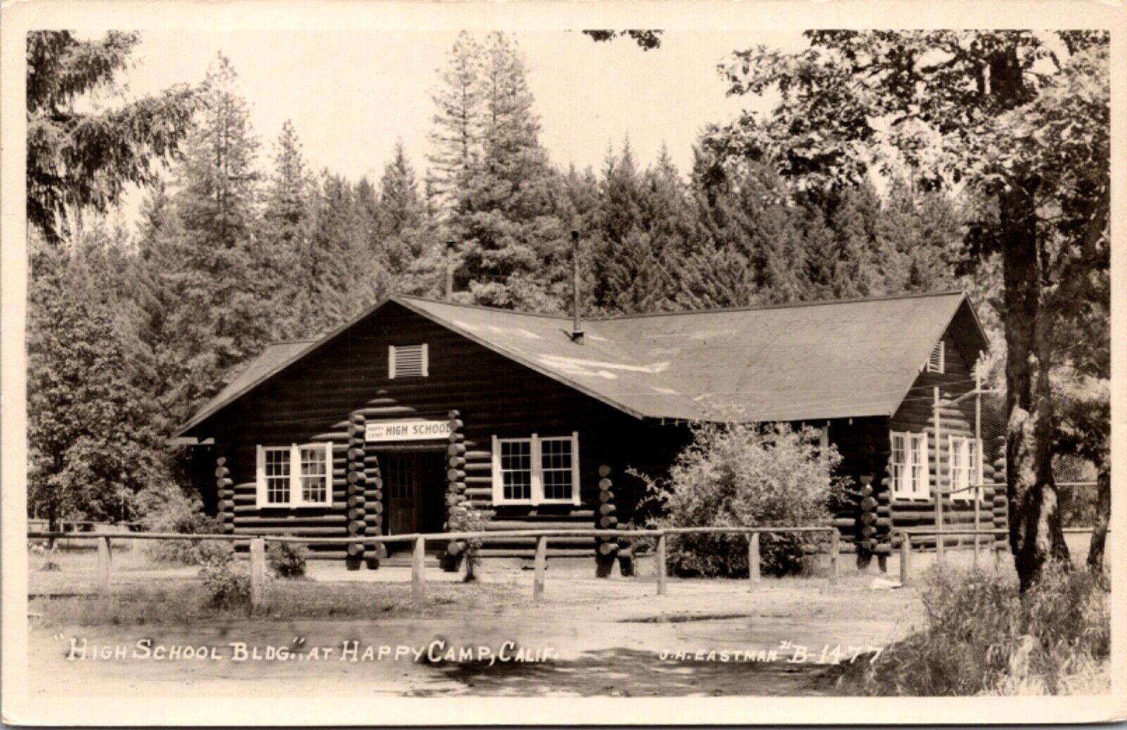 Eastman Real Photo Postcard High School Building at Happy Camp ...