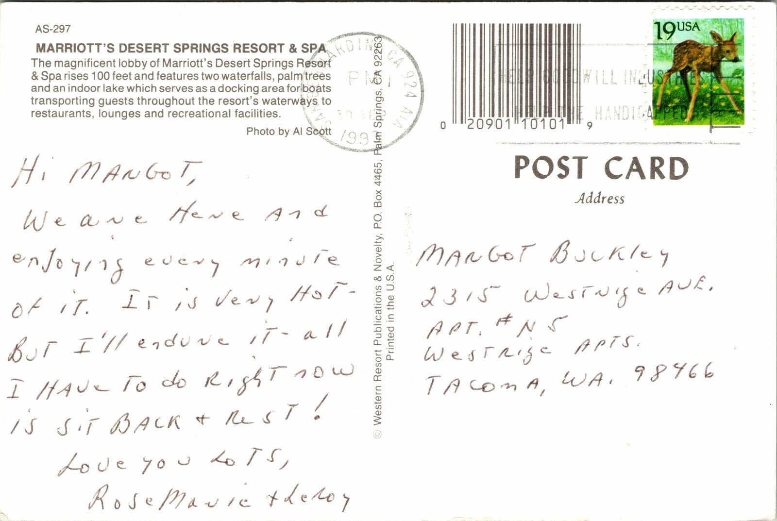 Vintage Continental Size Postcard Marriott's Desert Springs Resort and ...