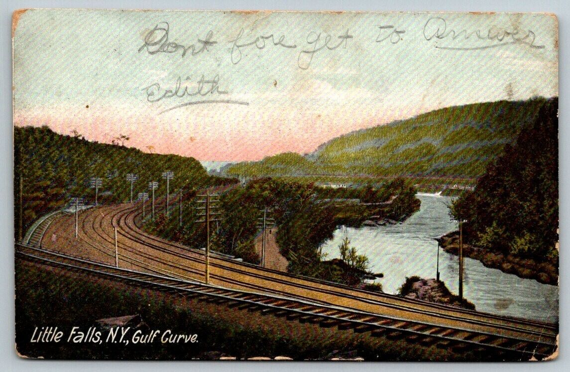 Little Falls New York Railroad Tracks Gulf Curve Postcard 1910 | United ...