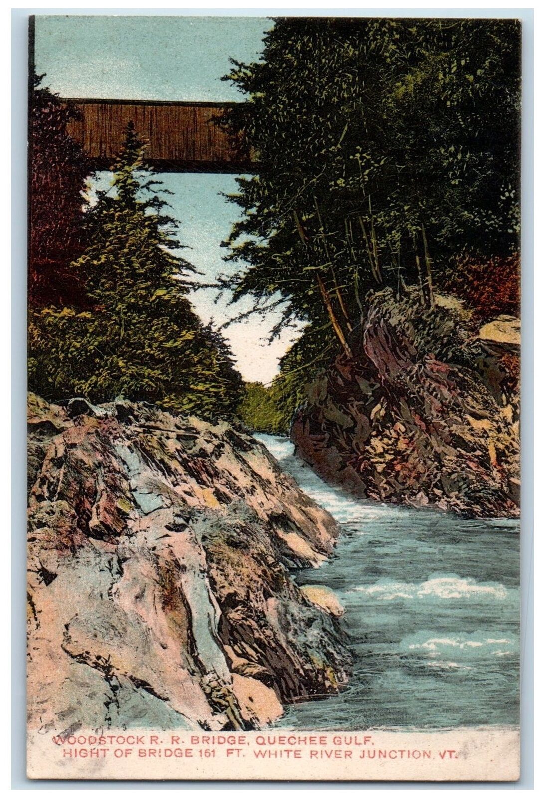 1907 Woodstock Railroad Bridge Quechee Gulf Vermont VT Posted Vintage ...