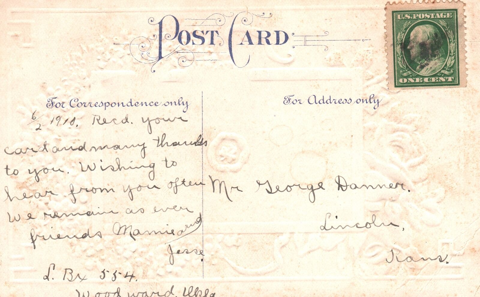 Vintage Postcard Fond Remembrance Forget Me Not Red Roses Greetings ...