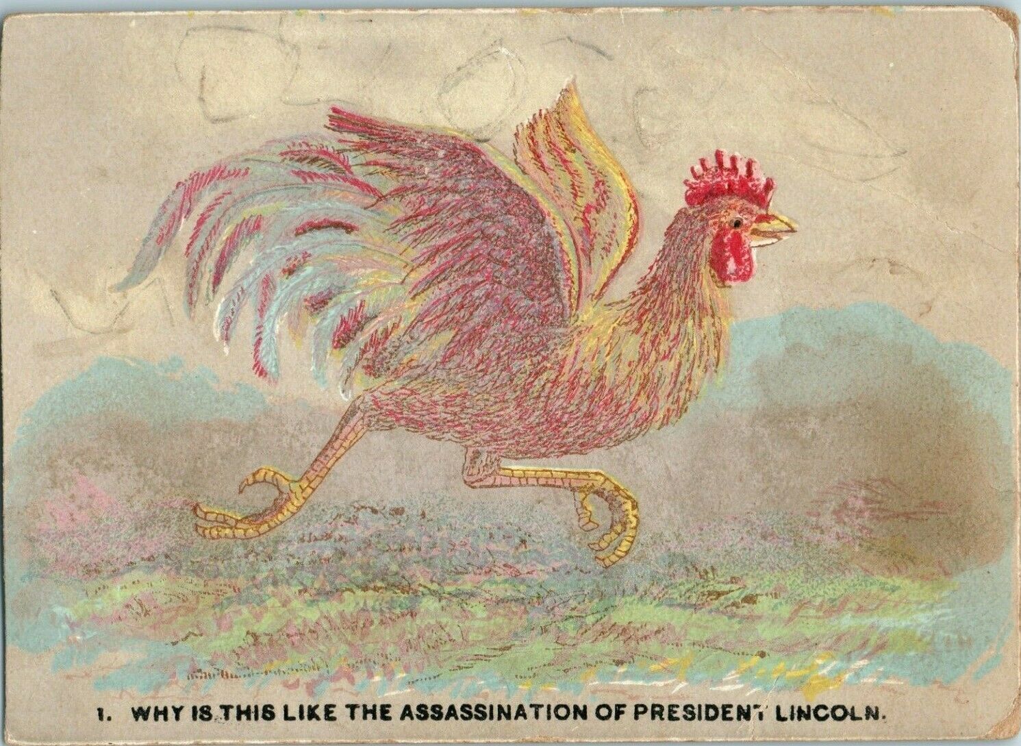 1880's Chicken Assassination of President Lincoln Riddle Victorian Card ...