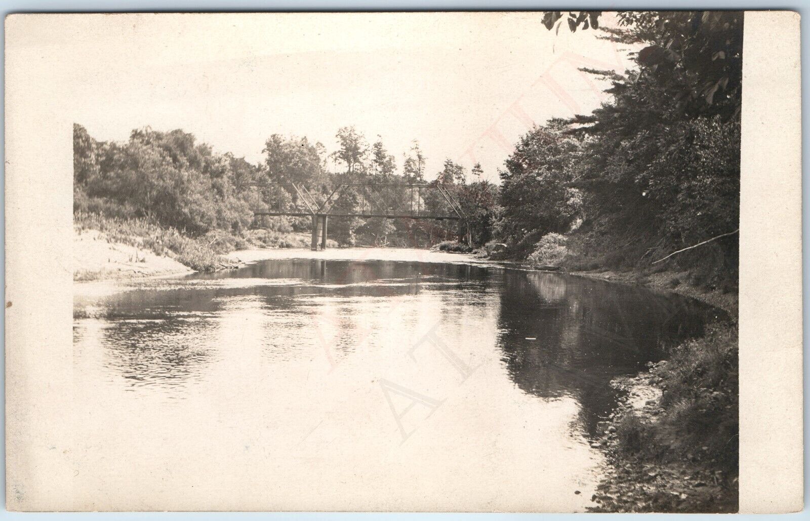 c1910s Bridge Nature Scene RPPC River Steel Truss Forest Sunny Real ...
