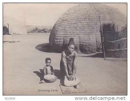 RP, Zulu Life, Zulu Mother & Child, Grinding Corn, South Africa, 1920 ...
