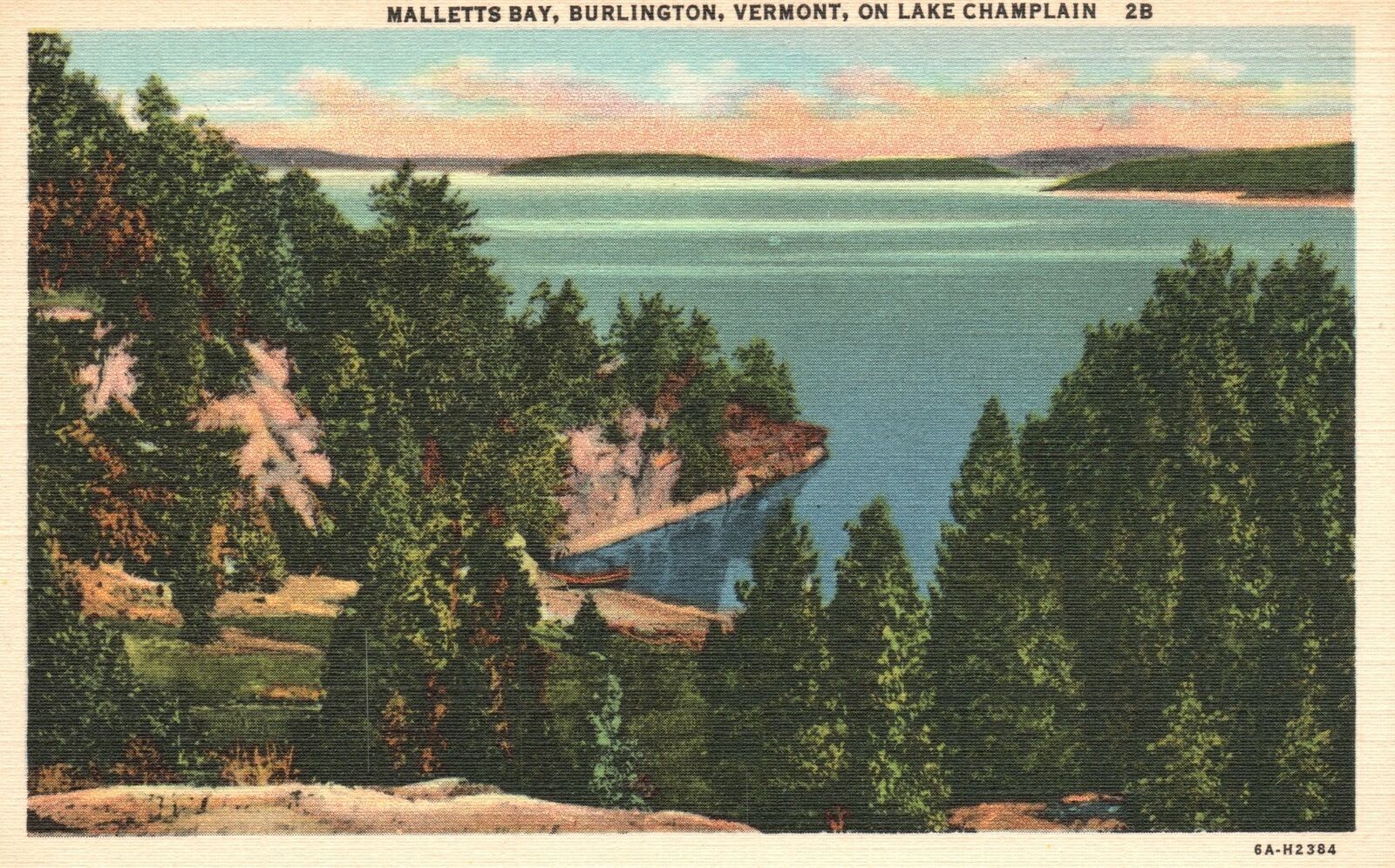Vintage Postcard Malletts Bay On Lake Champlain Burlington Vermont C.W ...